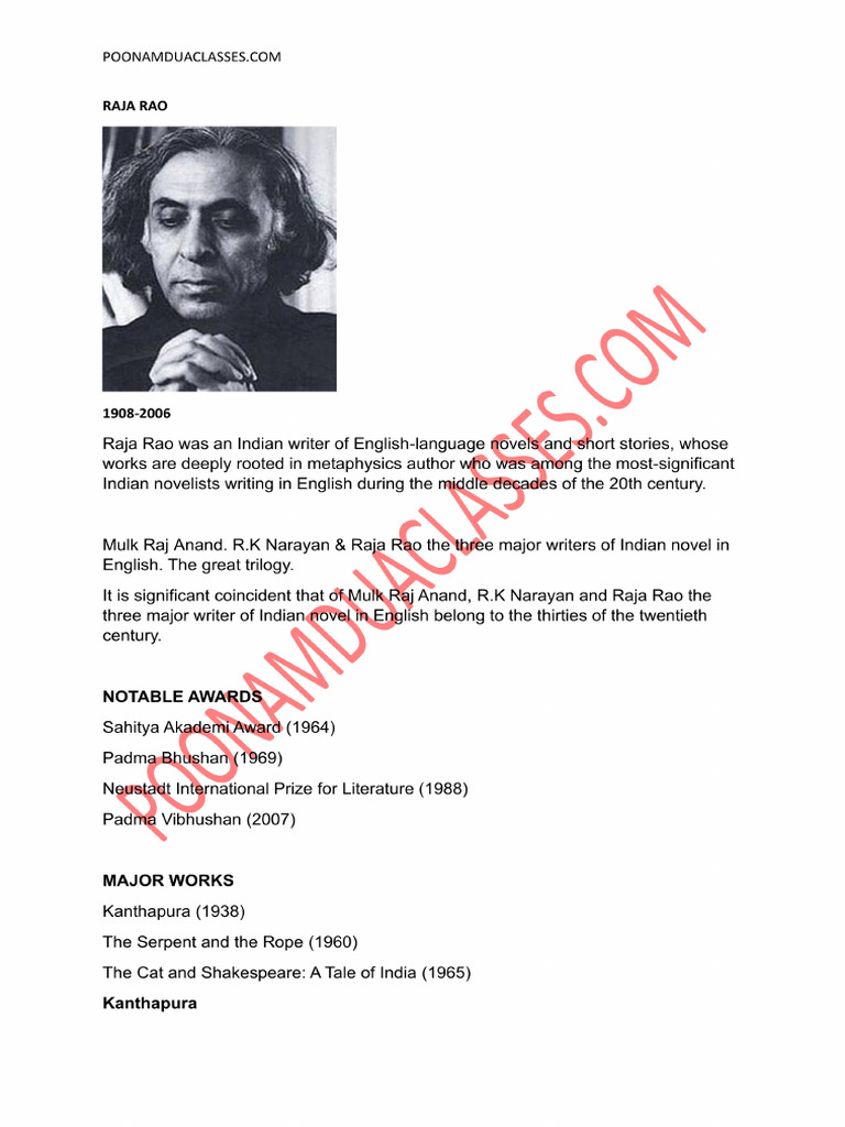Indian 14 Writer Raja Rao | PDF