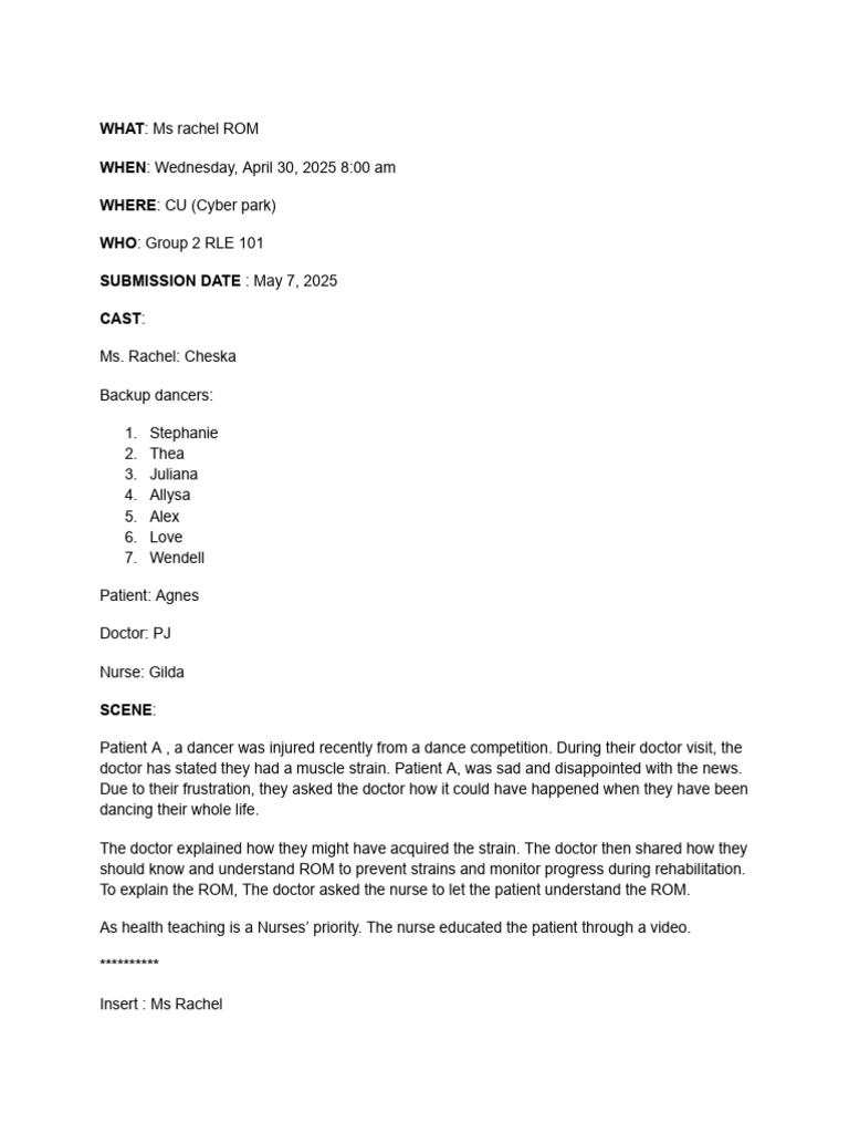 Ms. Rachel ROM Dance Performance Details | PDF