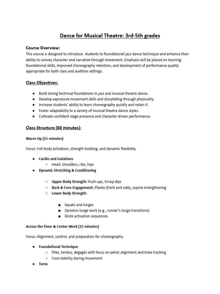 Dance for Musical Theatre_ 3rd-5th Grades | PDF | Dances
