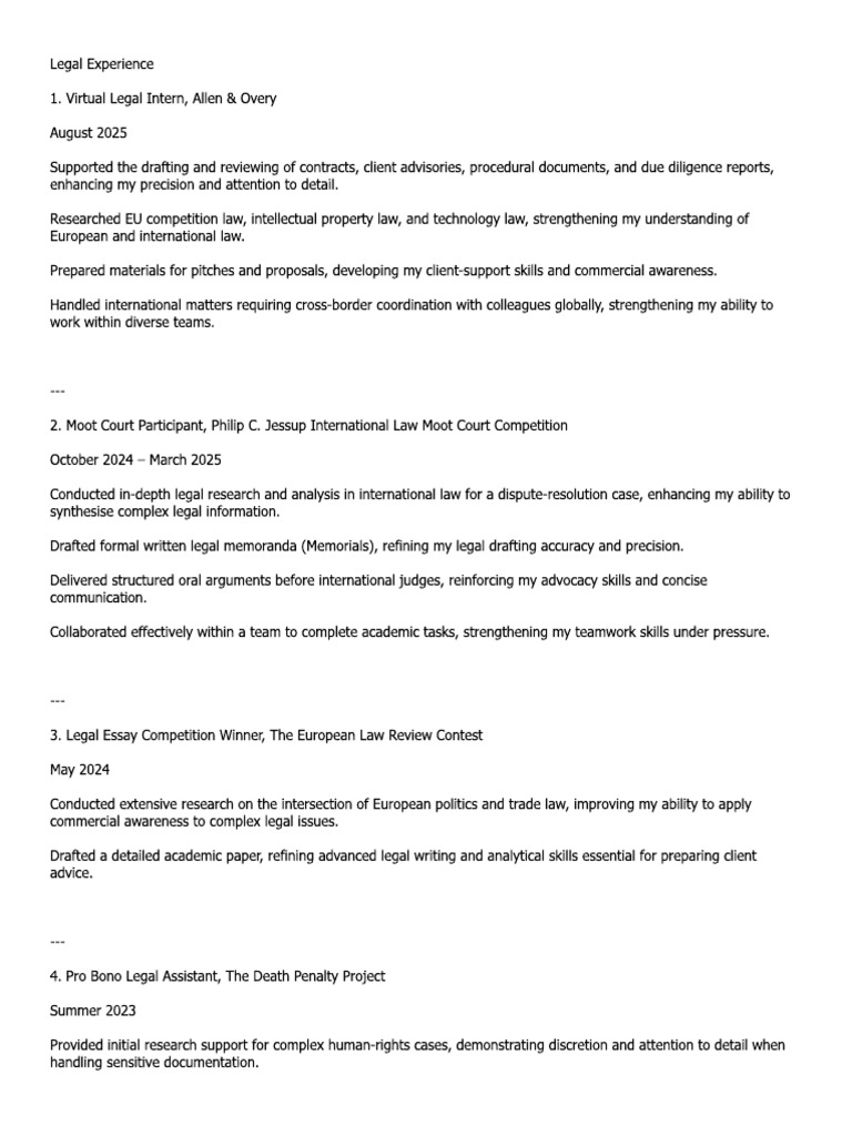 Legal Experience | PDF