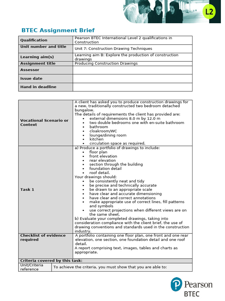 Construction Drawing Techniques Assignment | PDF