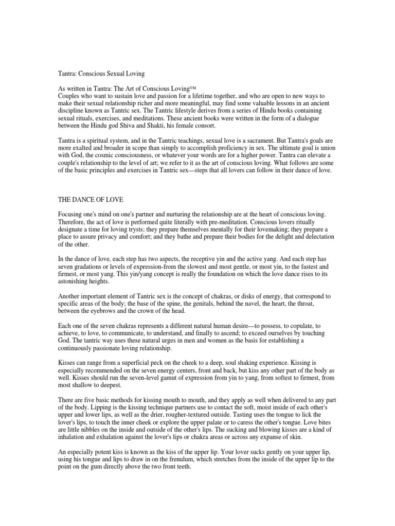 Tantra The Art Of Conscious Loving Pdf Orgasm Clitoris