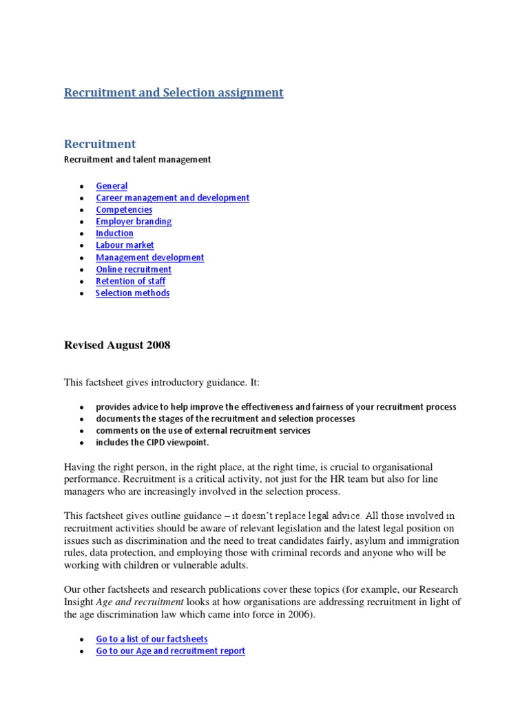 Recruitment and Selection Assignment | PDF | Criminal Record | Recruitment