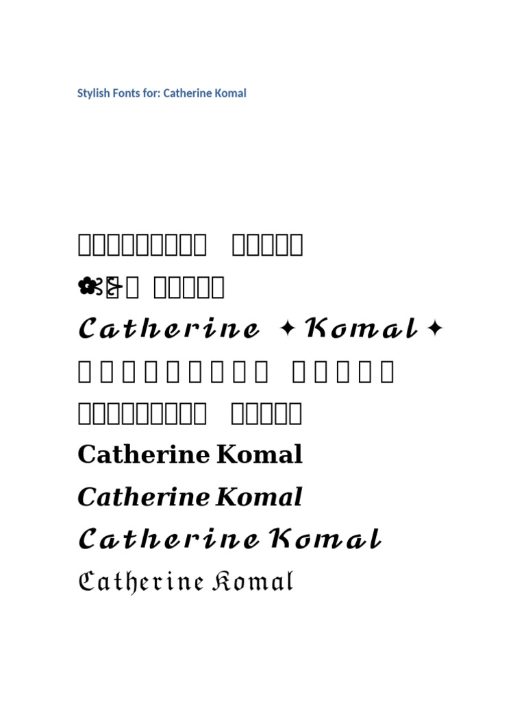 Catherine Komal Stylish Fonts | PDF