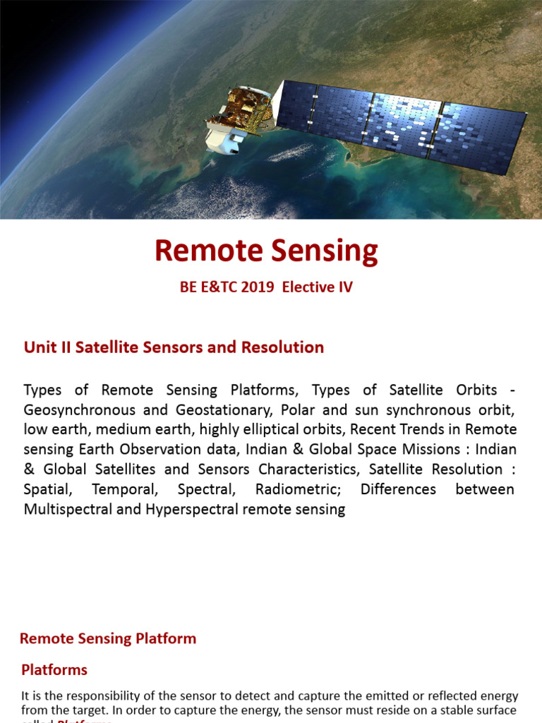 Remote Sensing: Satellite Platforms & Orbits | PDF | Image Resolution ...