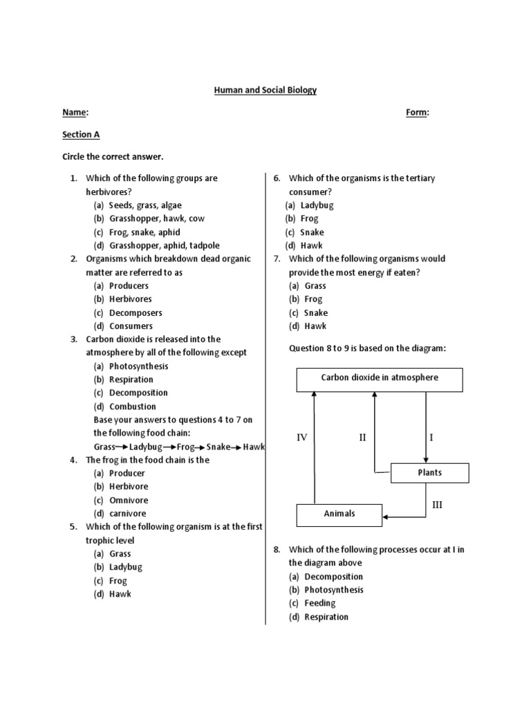 Ecology Test: Food Web Questions | PDF | Food Web | Ecosystem