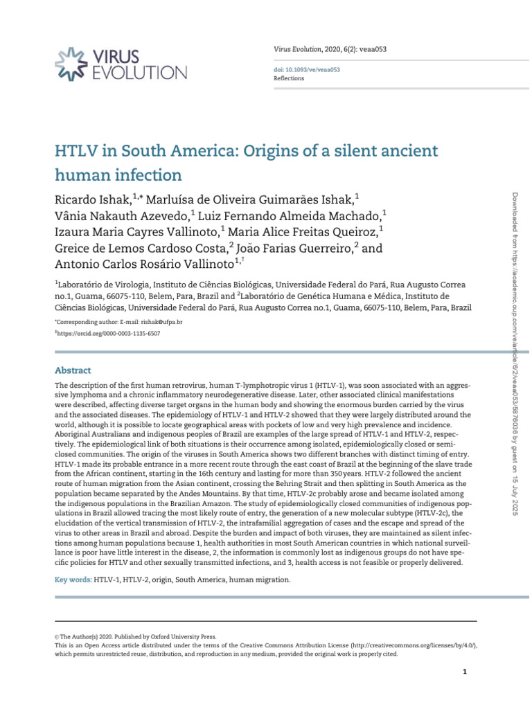 HTLV in South America | PDF | Medical Specialties