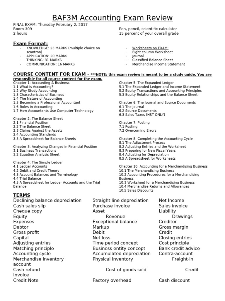 exam_review | PDF | Debits And Credits | Cost Of Goods Sold