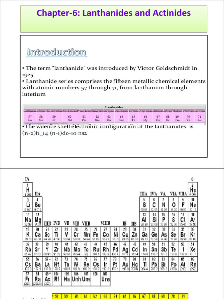Lanthanides and Actinides Overview | PDF | Lanthanide | Actinide
