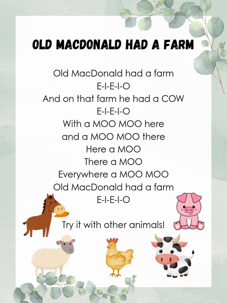 Old Mac Donald Had A Farm | PDF