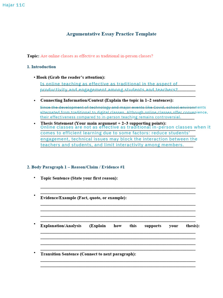 Argumentative Essay Practice Template - PDF 20251215 233559 0000 | PDF ...