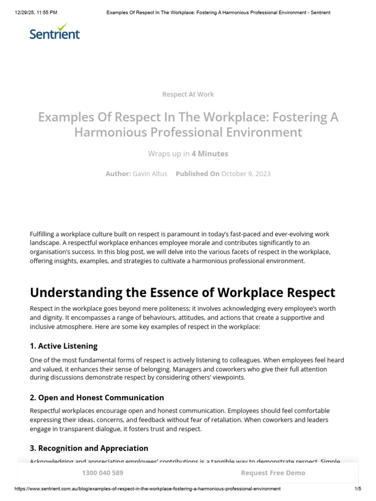 Examples of Respect in The Workplace - Fostering A Harmonious ...