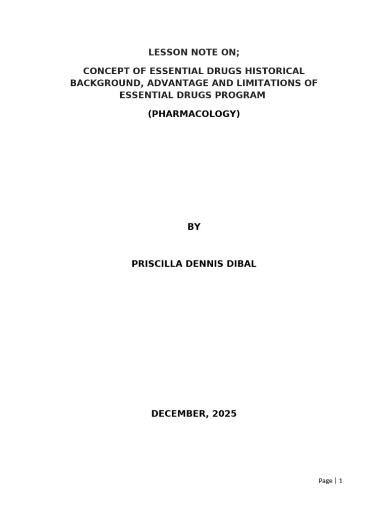 Definition of Essential Drugs Program and Essential Drugs List | PDF ...