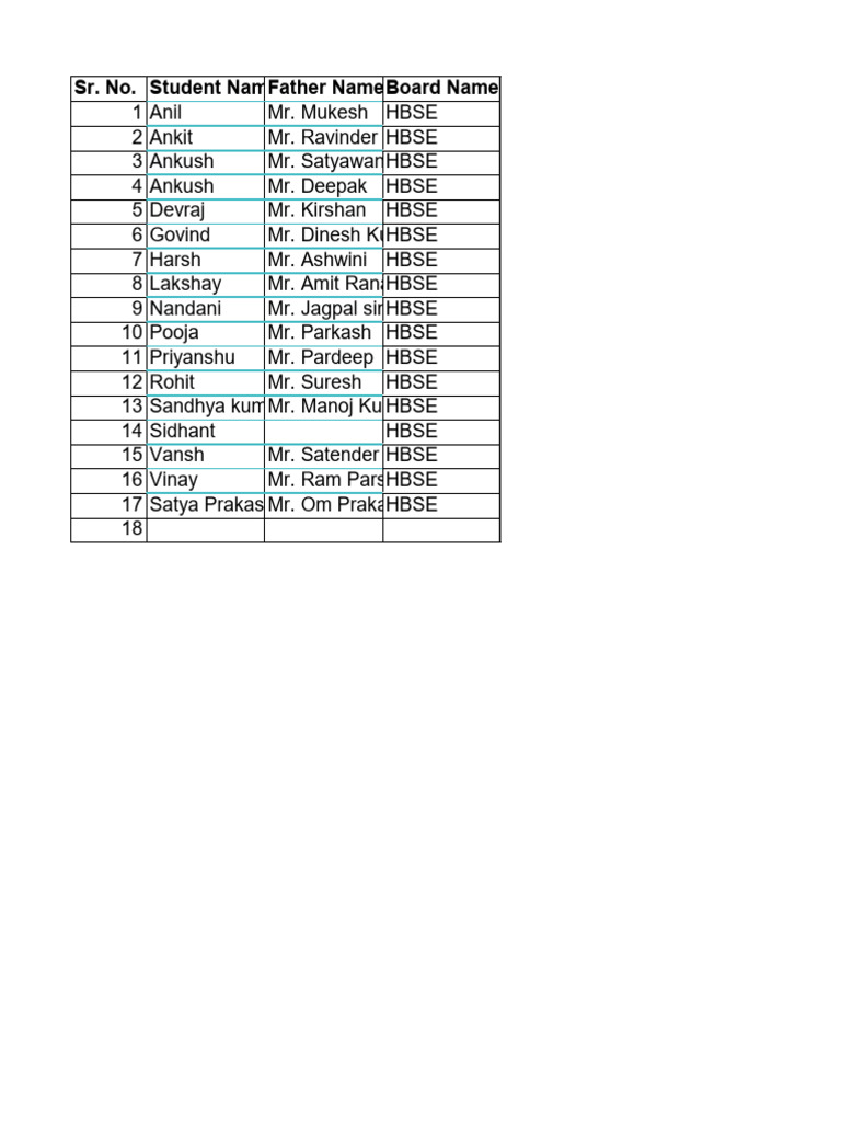 HBSE Student List with Parents' Names | PDF