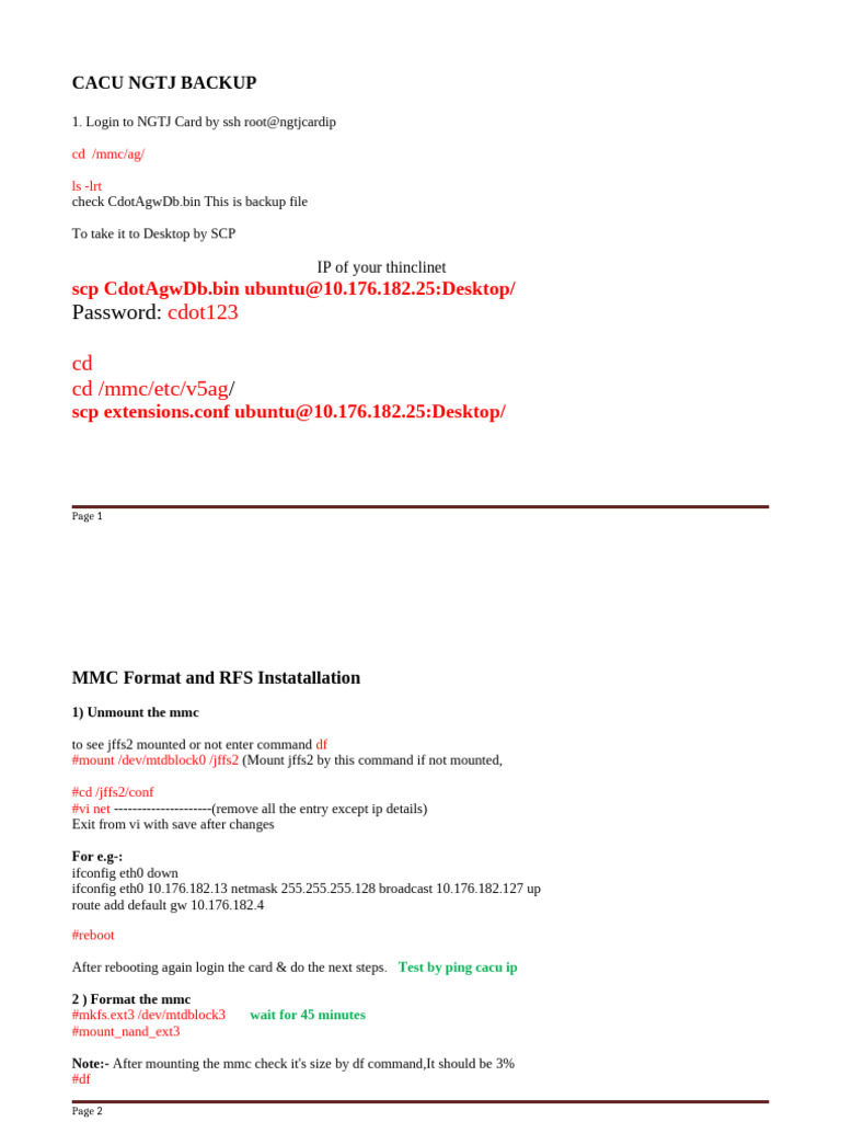 CACU NGTJ Backup and Installation Guide | PDF | Ip Address | System ...