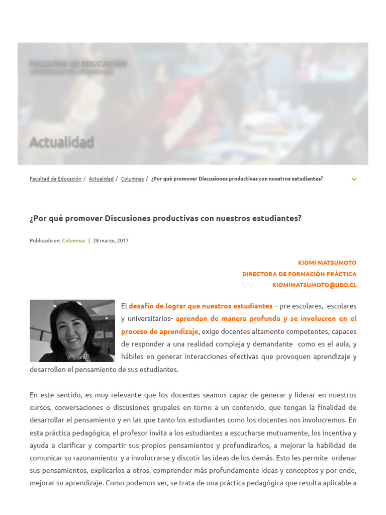 ¿Por qué promover Discusiones productivas con nuestros estudiantes ...