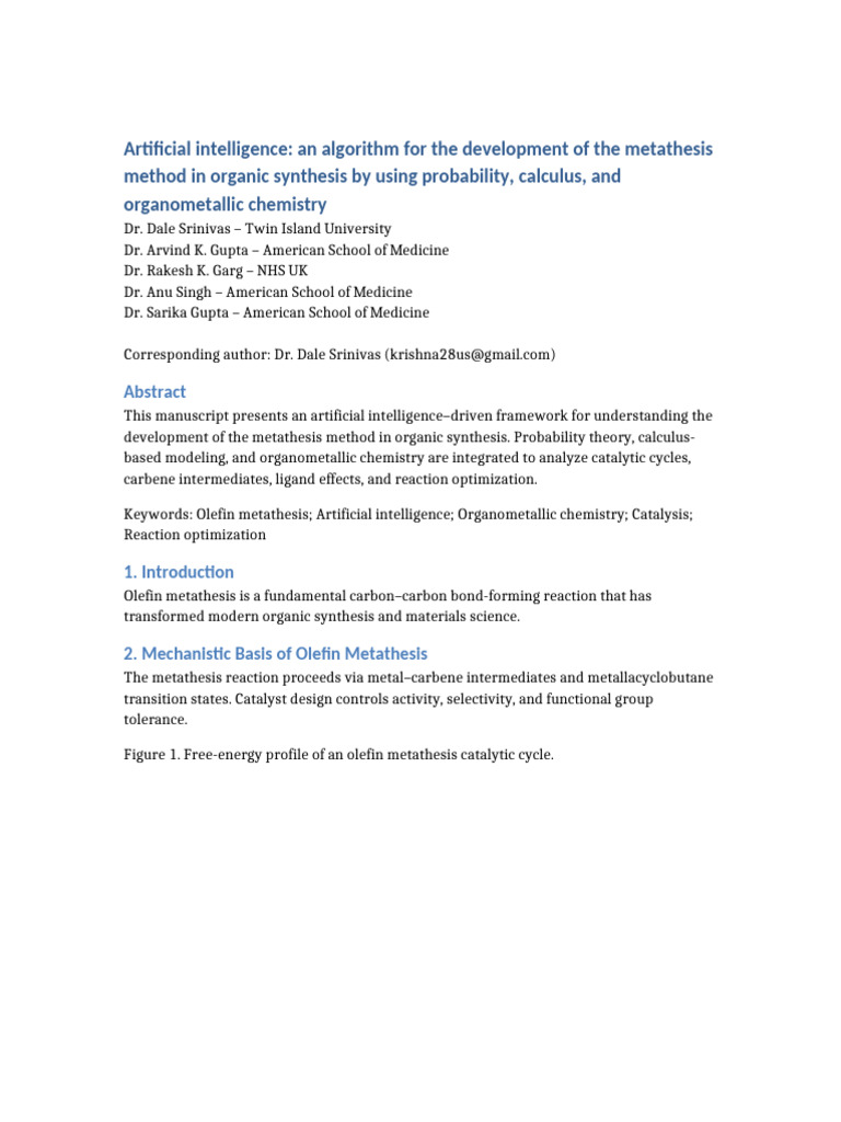 AI Development of Metathesis Method Elsevier | PDF