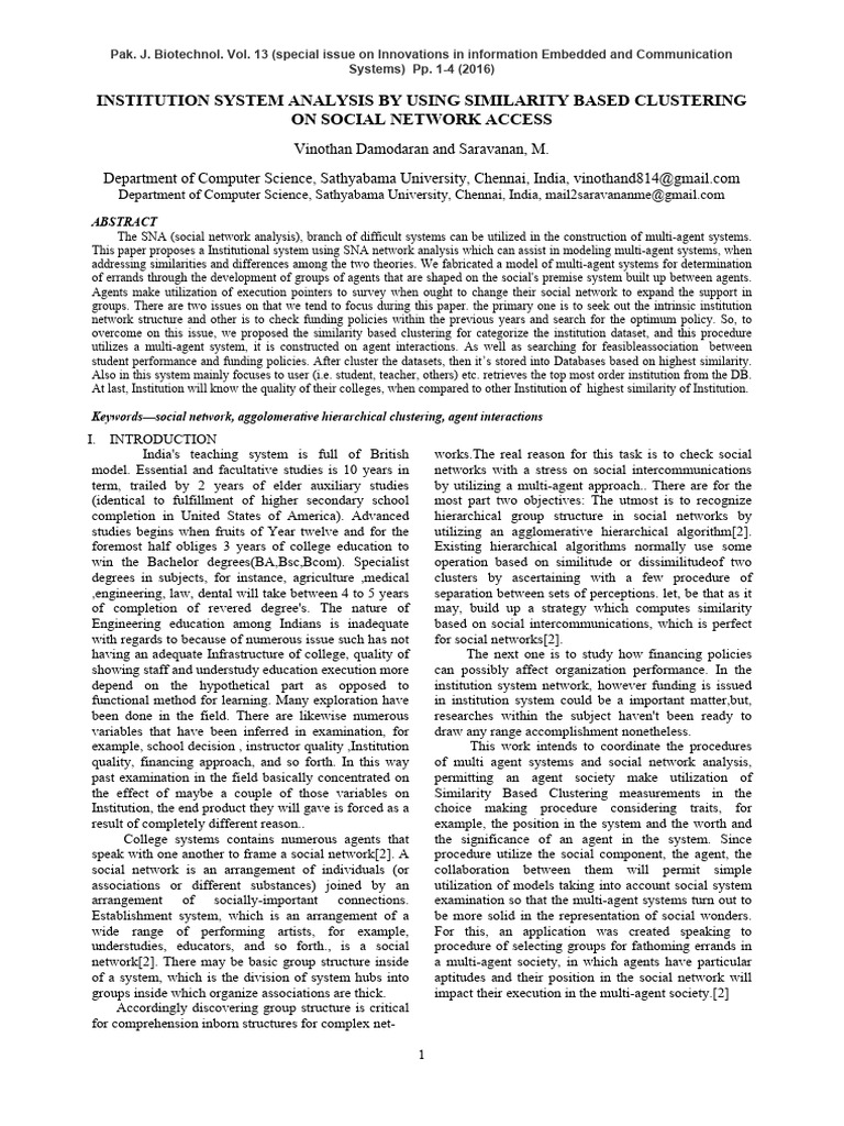 Institution System Analysis by Using Similarity Based Clustering | PDF ...