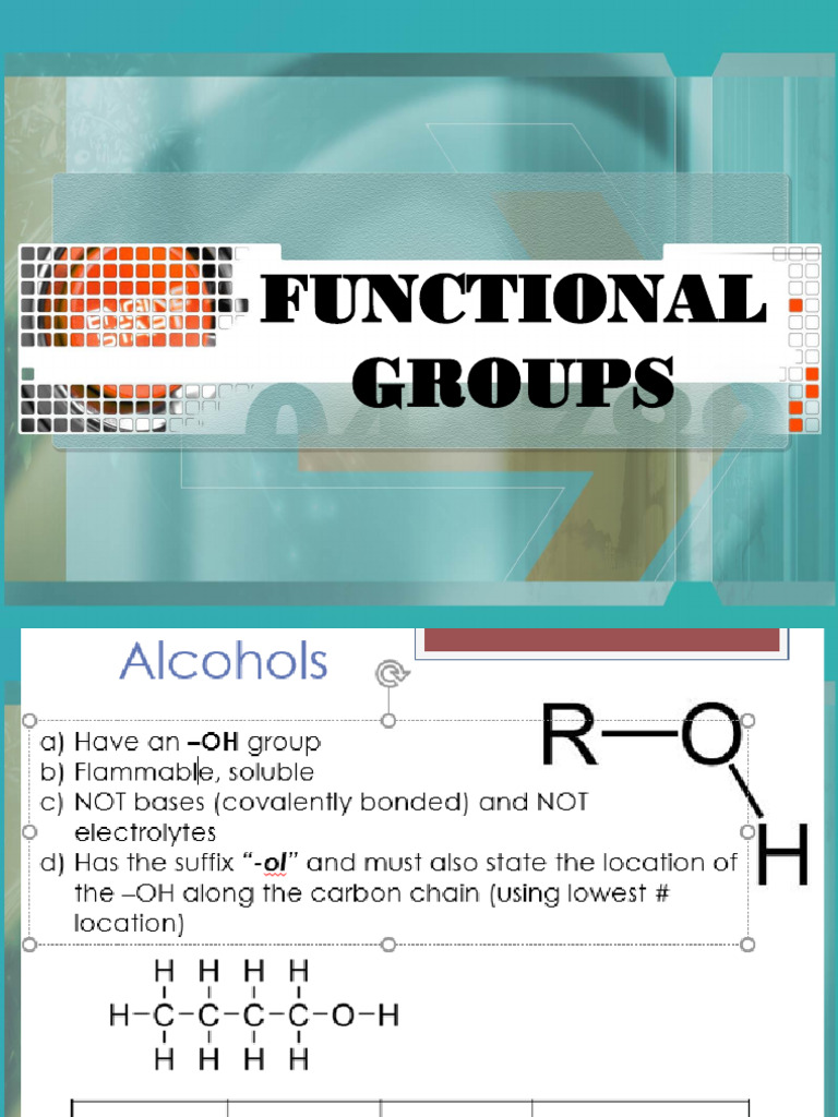 Alcohols and Other Functional Groups | PDF