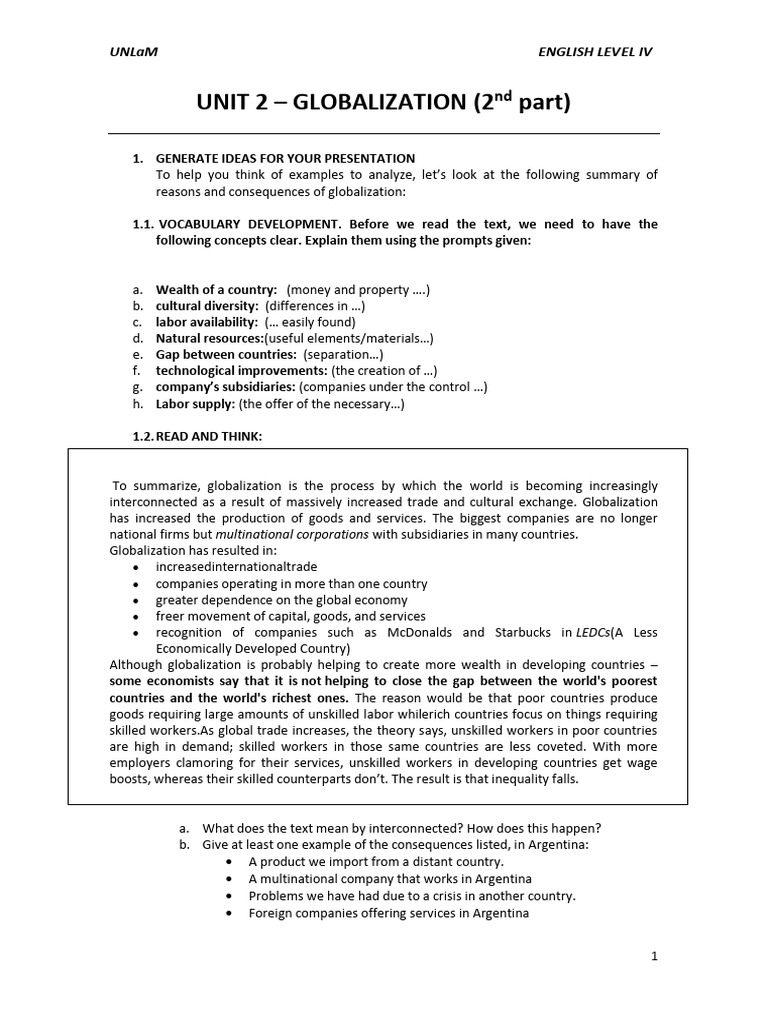 UNIT-2-Parte-2-Final | PDF | Globalization | Economies