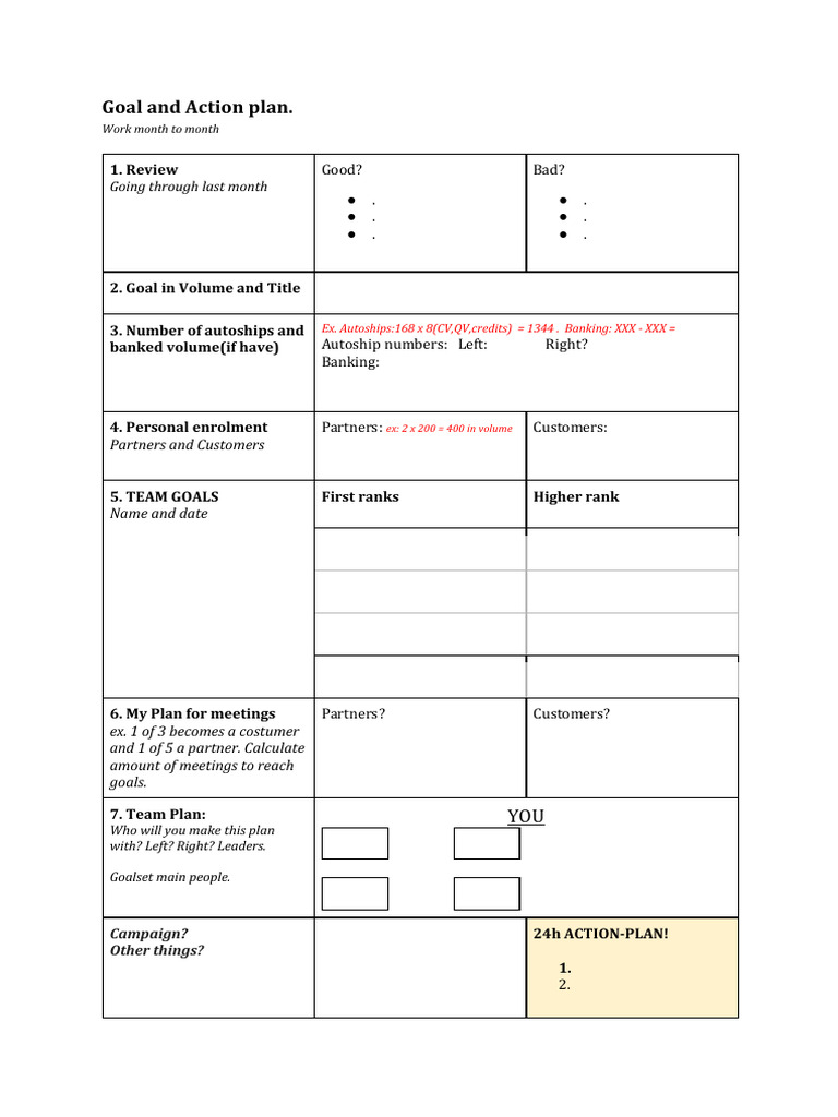 Monthly Goal and Action Plan Guide | PDF