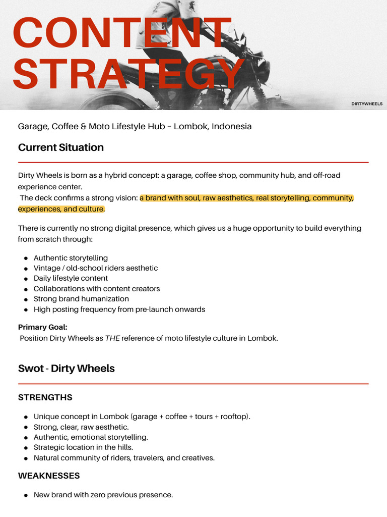 Content Strategy - Dirty Wheels | PDF