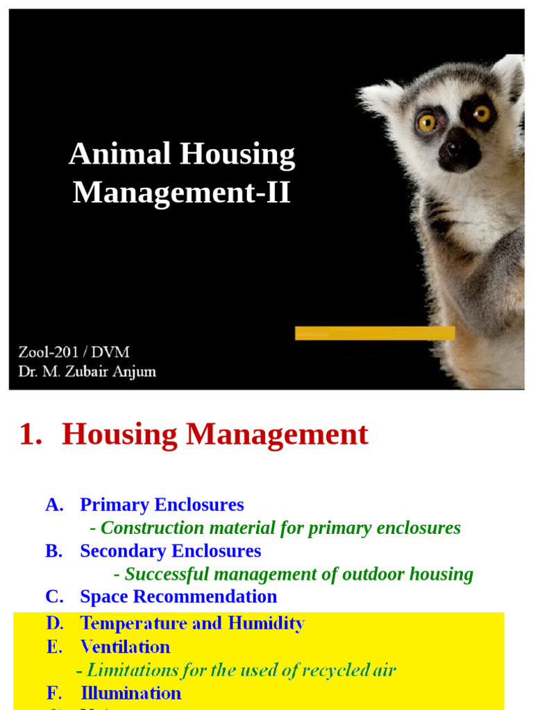 Animal Housing Management-II | PDF | Ventilation (Architecture) | Lighting