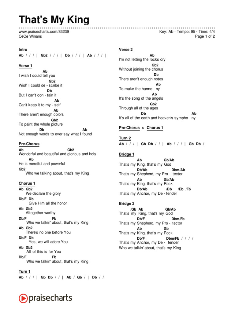 That's My King (CeCe Winans) Chord Chart - Ab - 2 Column Layout-2 | PDF ...