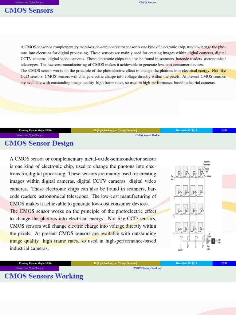 CMOS Sensors: Design and Functionality | PDF | Charge Coupled Device | Cmos