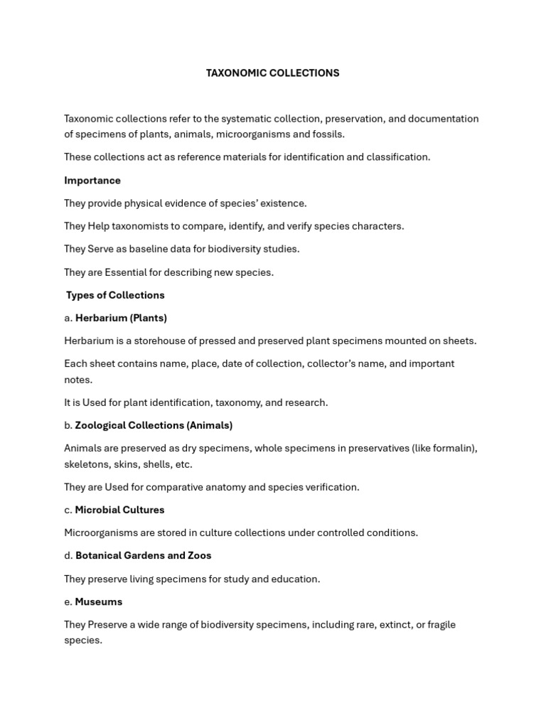 Taxonomic Collections and Keys - Cs | PDF | Taxonomy (Biology) | Species