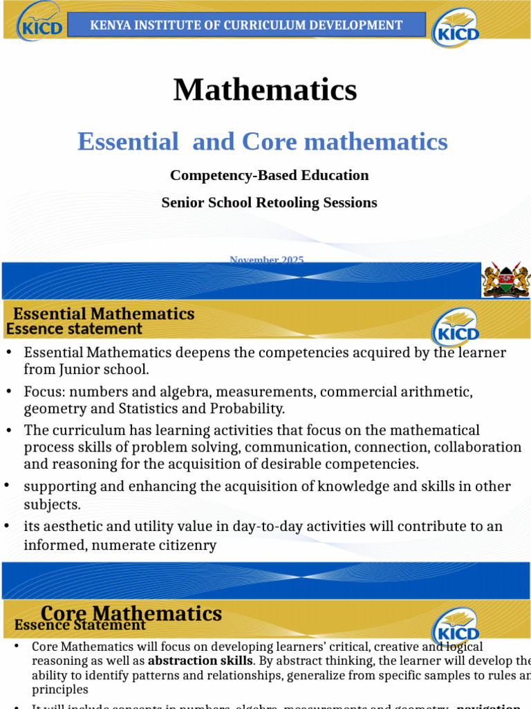 Essential vs Core Mathematics Curriculum | PDF | Mathematics | Area