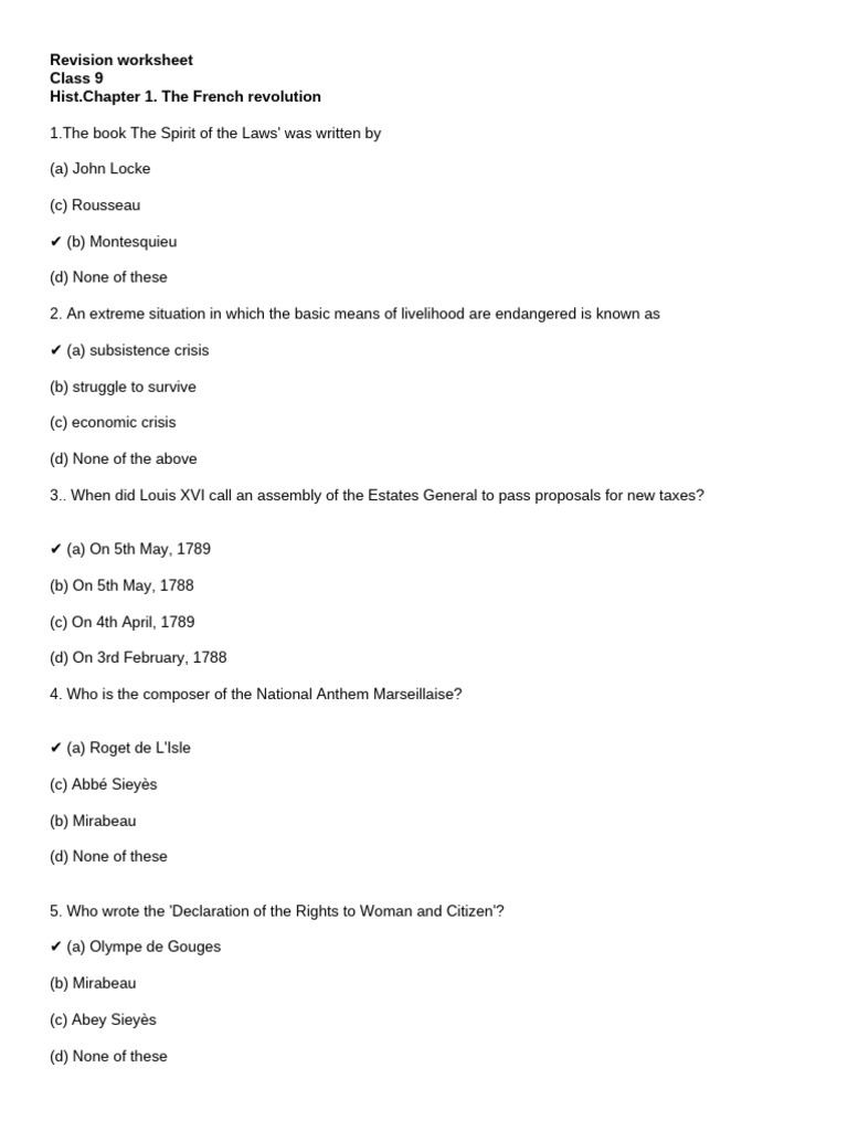 French Revolution Worksheet | PDF | French Revolution | Abolitionism