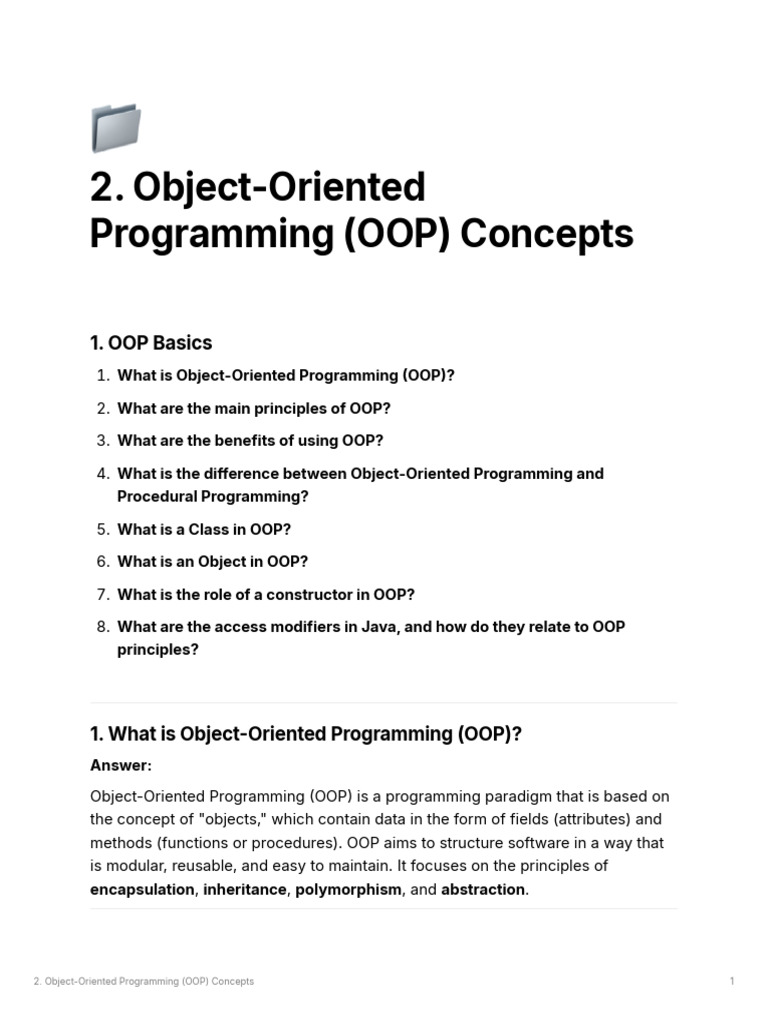 OOP Concepts: Classes, Objects, and Benefits | PDF | Inheritance ...