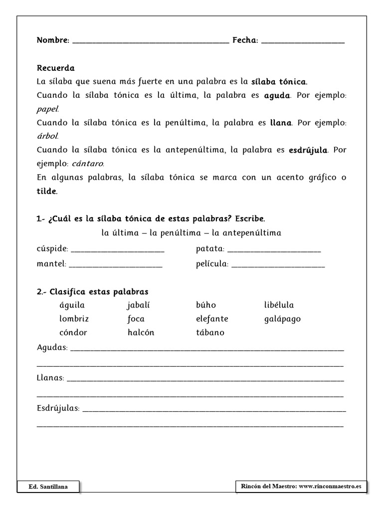 Agudas, Llanas y Esdrujulas 2 | PDF
