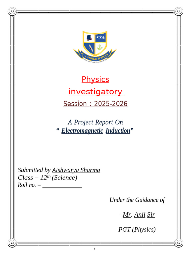 Physics Project Class XII 2021 22 Investigatory Project | PDF ...