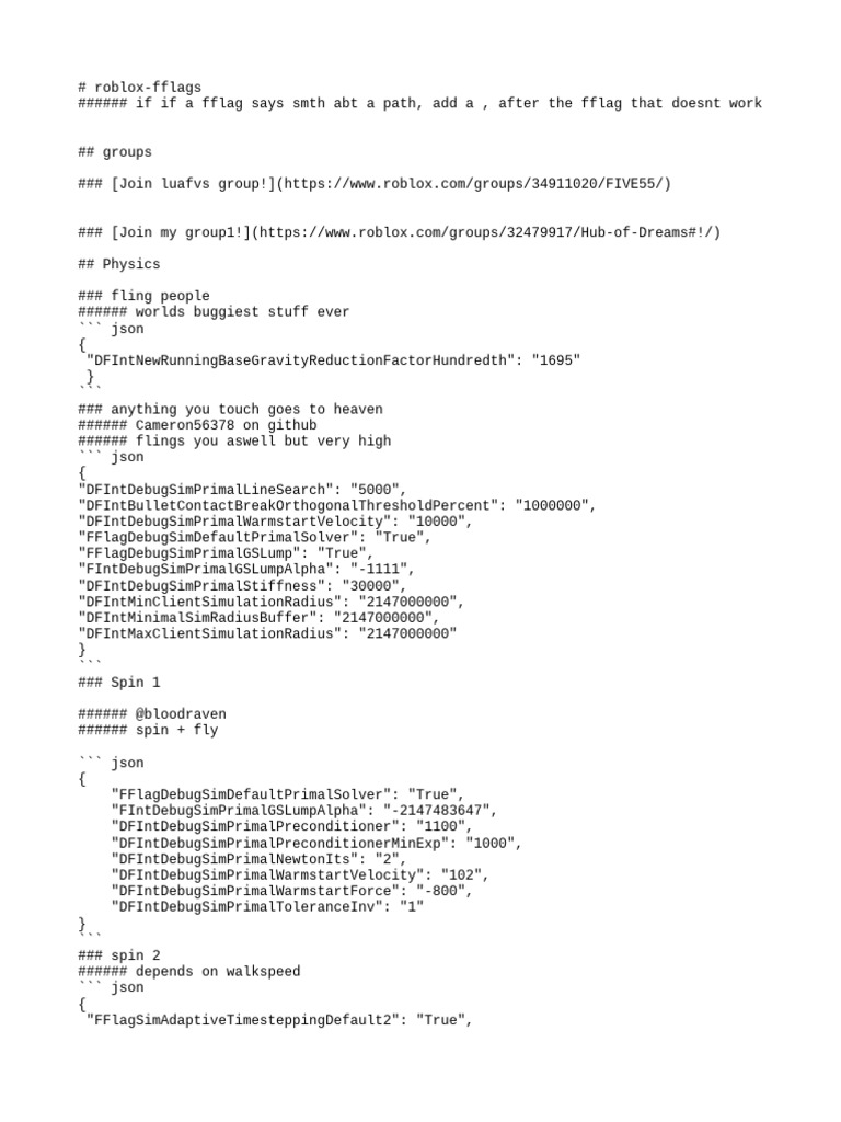 Roblox FFlags and Physics Hacks Guide | PDF
