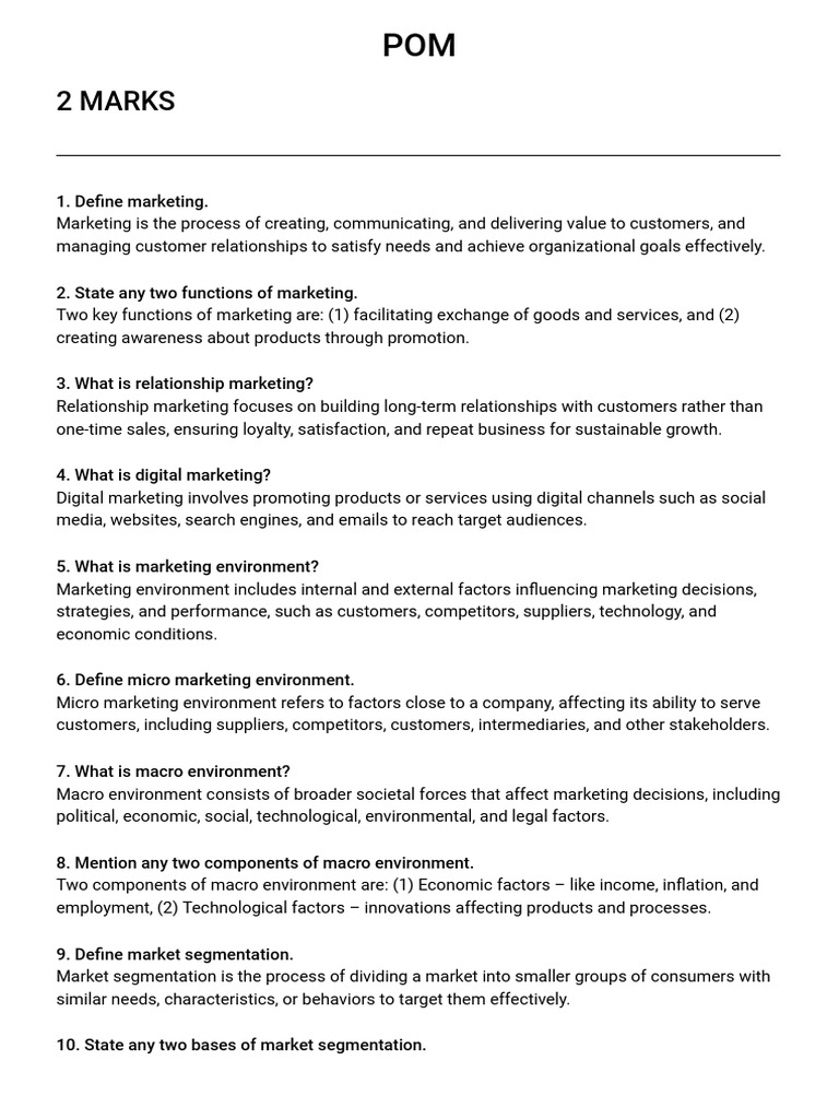 Key Marketing Concepts and Functions | PDF