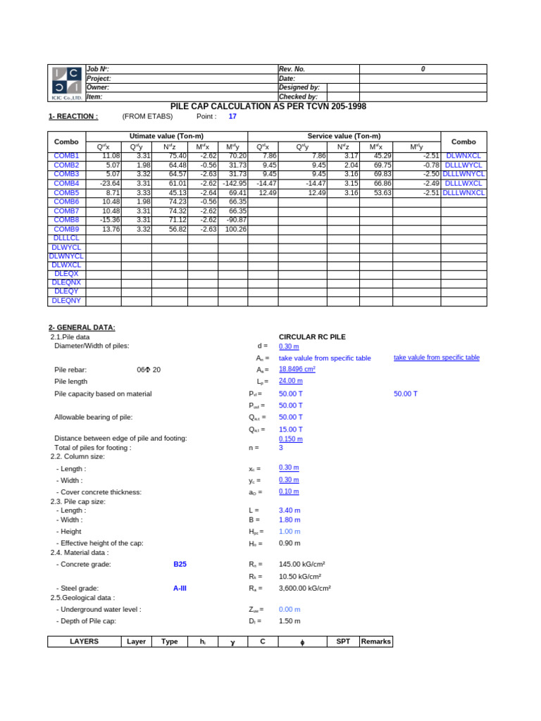 Pile Cap Design Calculation TCVN 205-1998 | PDF | Geotechnical ...