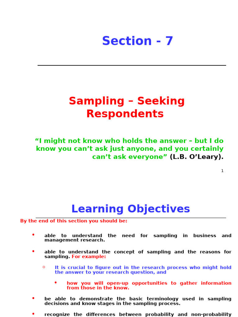 MARKET RESEARCH - Chapter-5-Sampling - Seeking Respondents | PDF ...