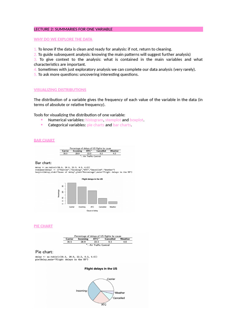 Lecture 2-Summaries For One Variable - Nuria Muñoz | PDF | Data ...