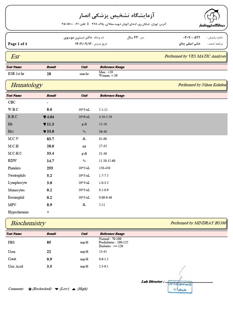 Medical Lab Test Results Summary | PDF | Medical Specialties