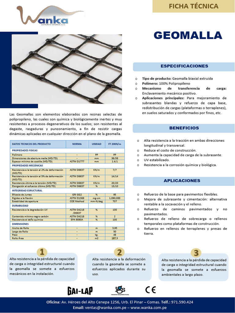 Geomalla Biaxial BX2020: Especificaciones y Usos | PDF | Física ...