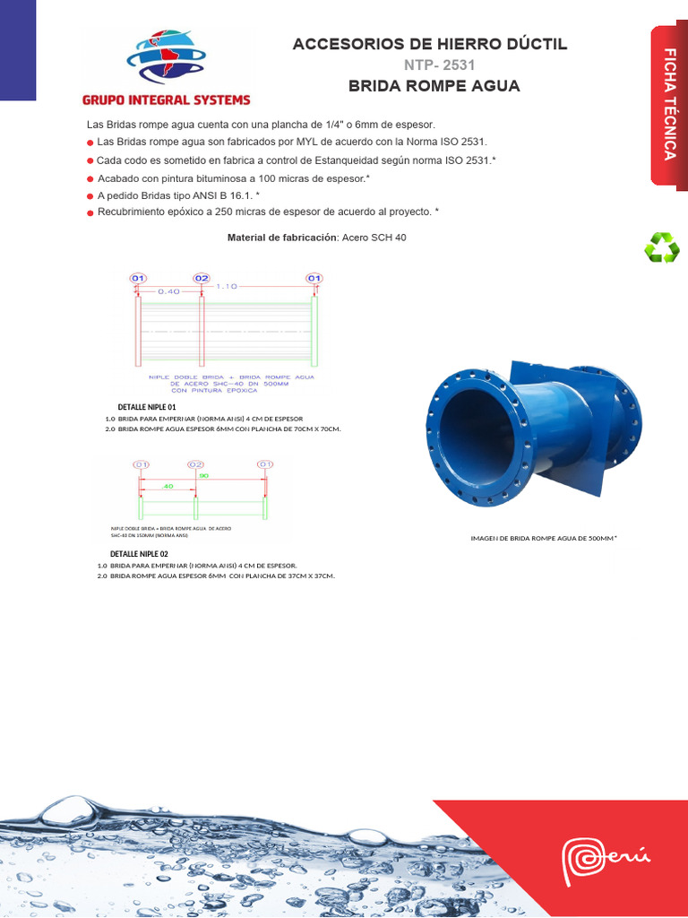 Bridas Rompe Agua: Especificaciones Técnicas | PDF