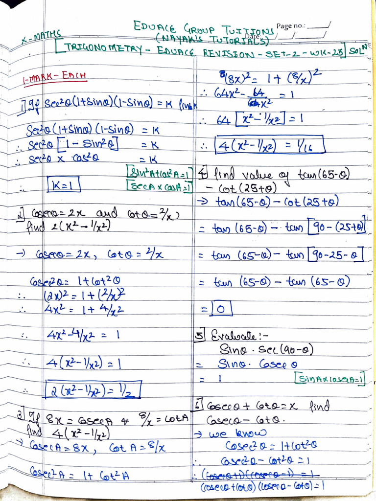 Trigonometric Identities and Equations | PDF