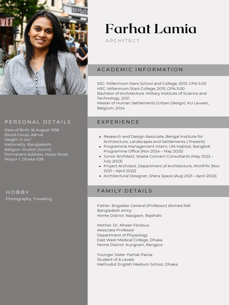 Farhat Lamia: Architect & Academic Profile | PDF | Bangladesh