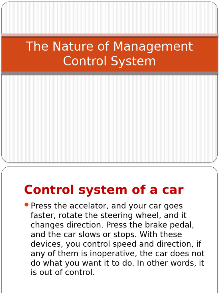 01 The Nature of Management Control System | PDF | Accounting | Economies