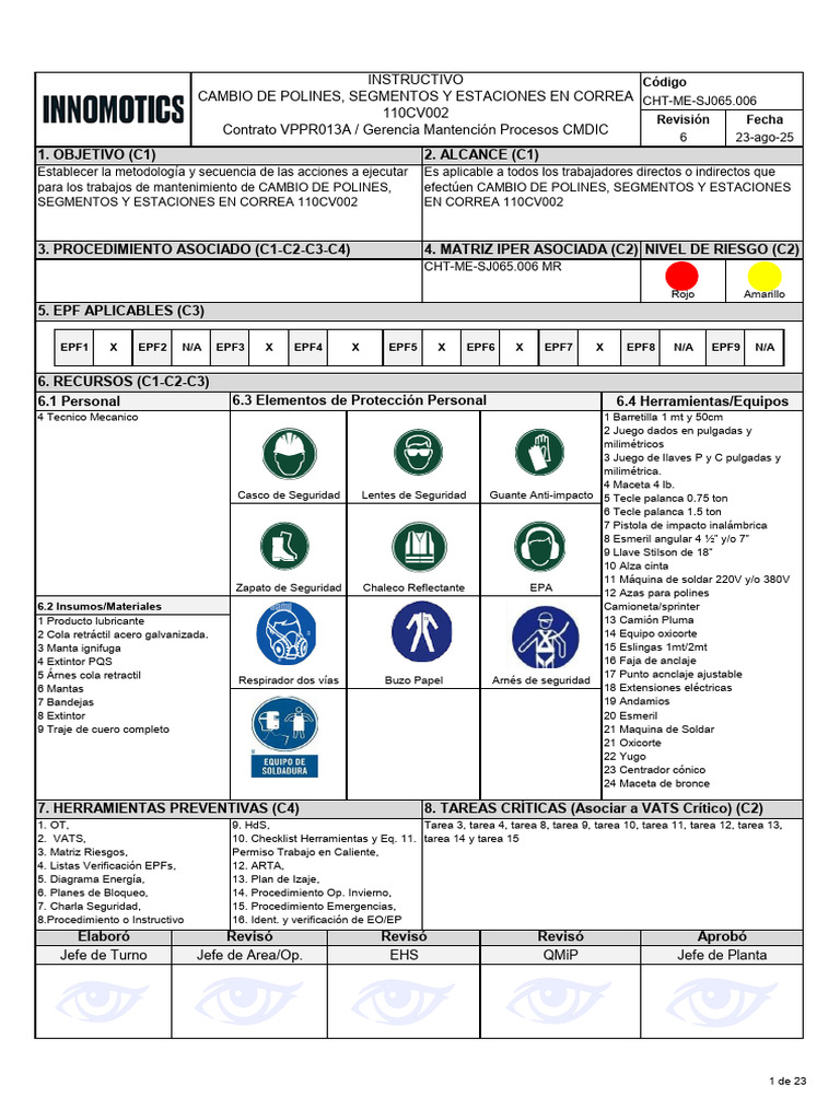 Instructivo para Cambio de Polines 110CV002 | PDF