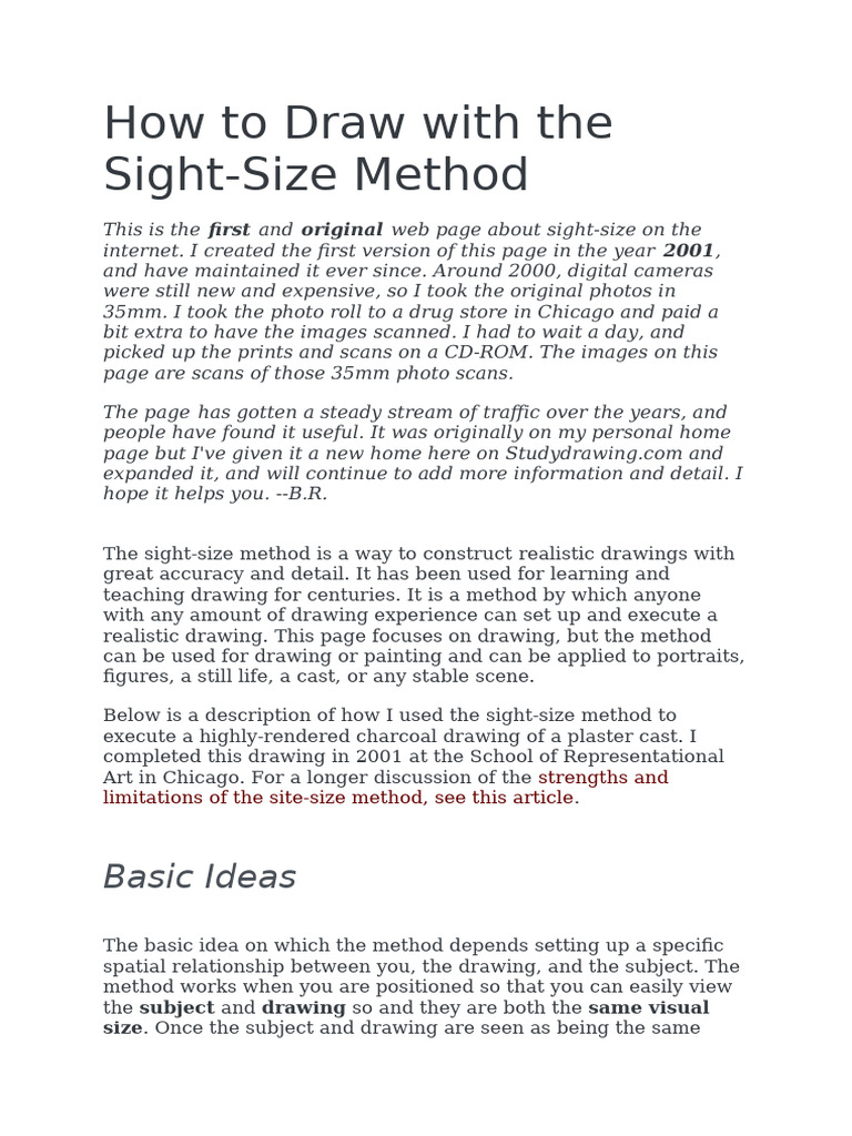Mastering the Sight-Size Drawing Method | PDF | Drawing | Length