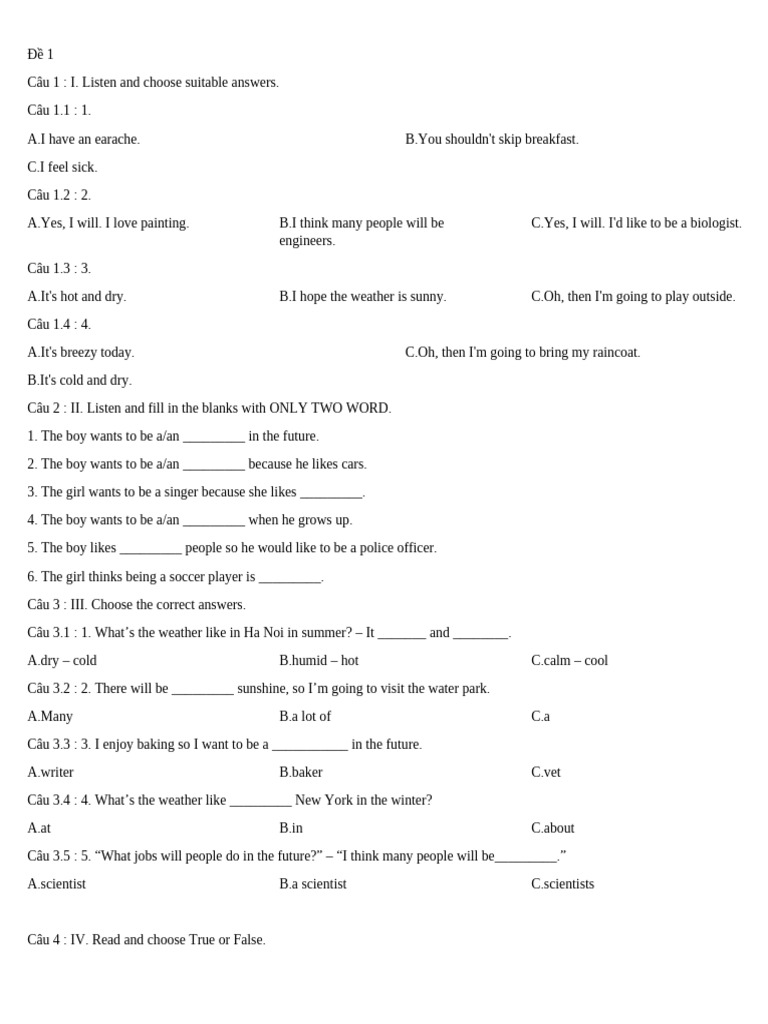 Listening and Reading Comprehension Test | PDF