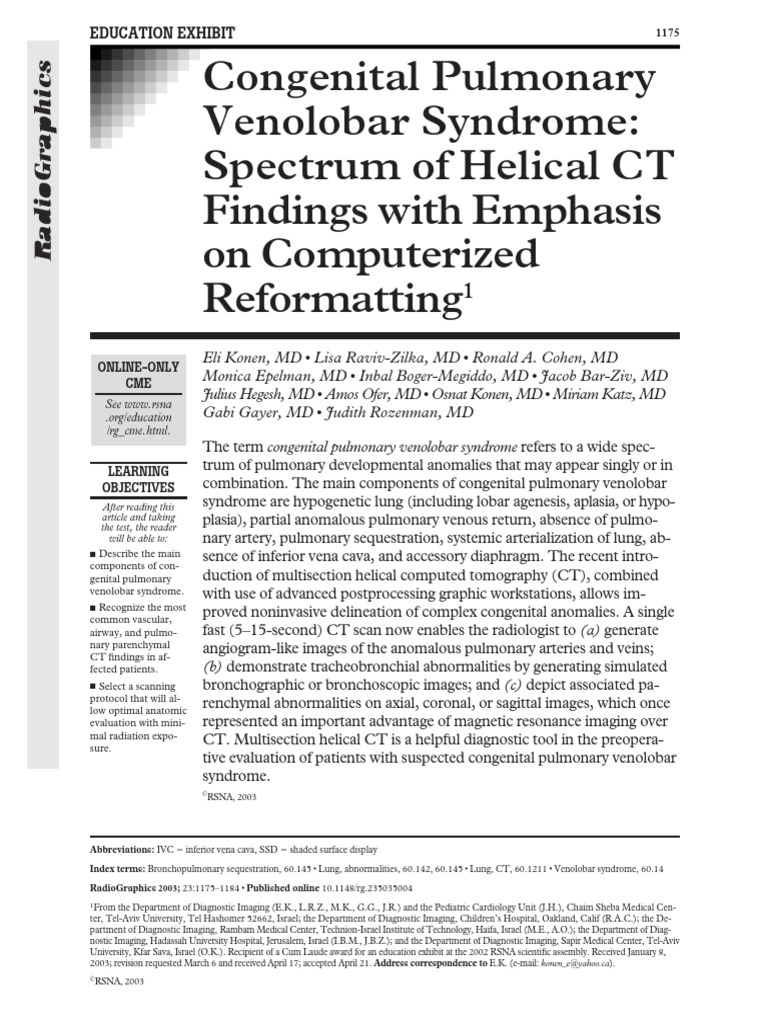 CT Findings in Pulmonary Venolobar Syndrome | PDF | Vein | Lung